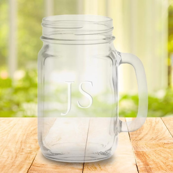 Etched Glass Mason Jar Mug | Mug with Handle | MyPix2